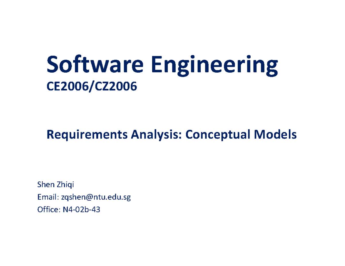 7 - Requirements Analysis Conceptual Models - Software Engineering ...