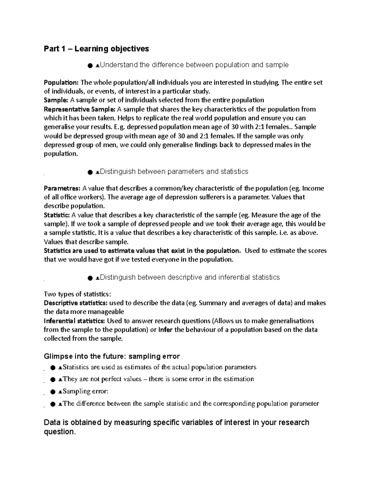 HPS201 Learning objectives Week 1 - Part 1 – Learning objectives ...