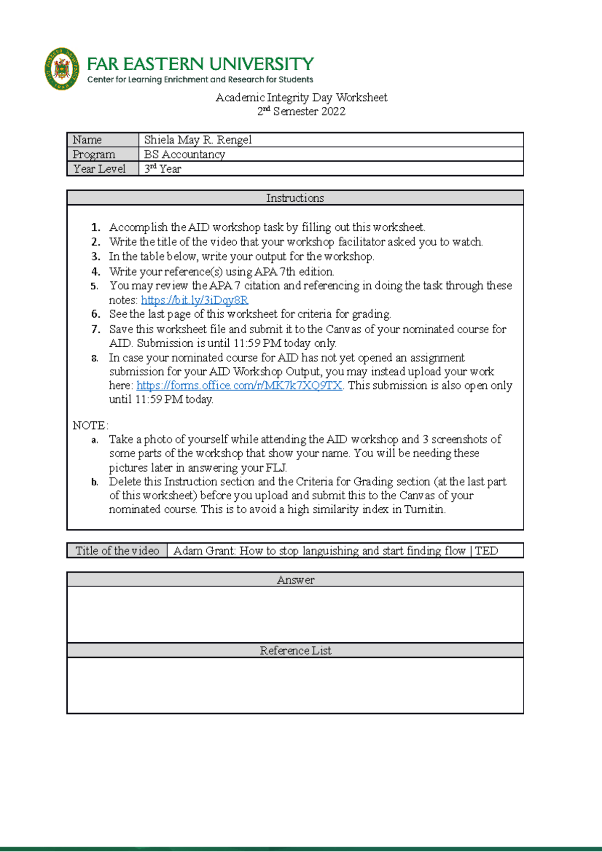 AID Worksheet - Technical Writing:Business And Accounting ...