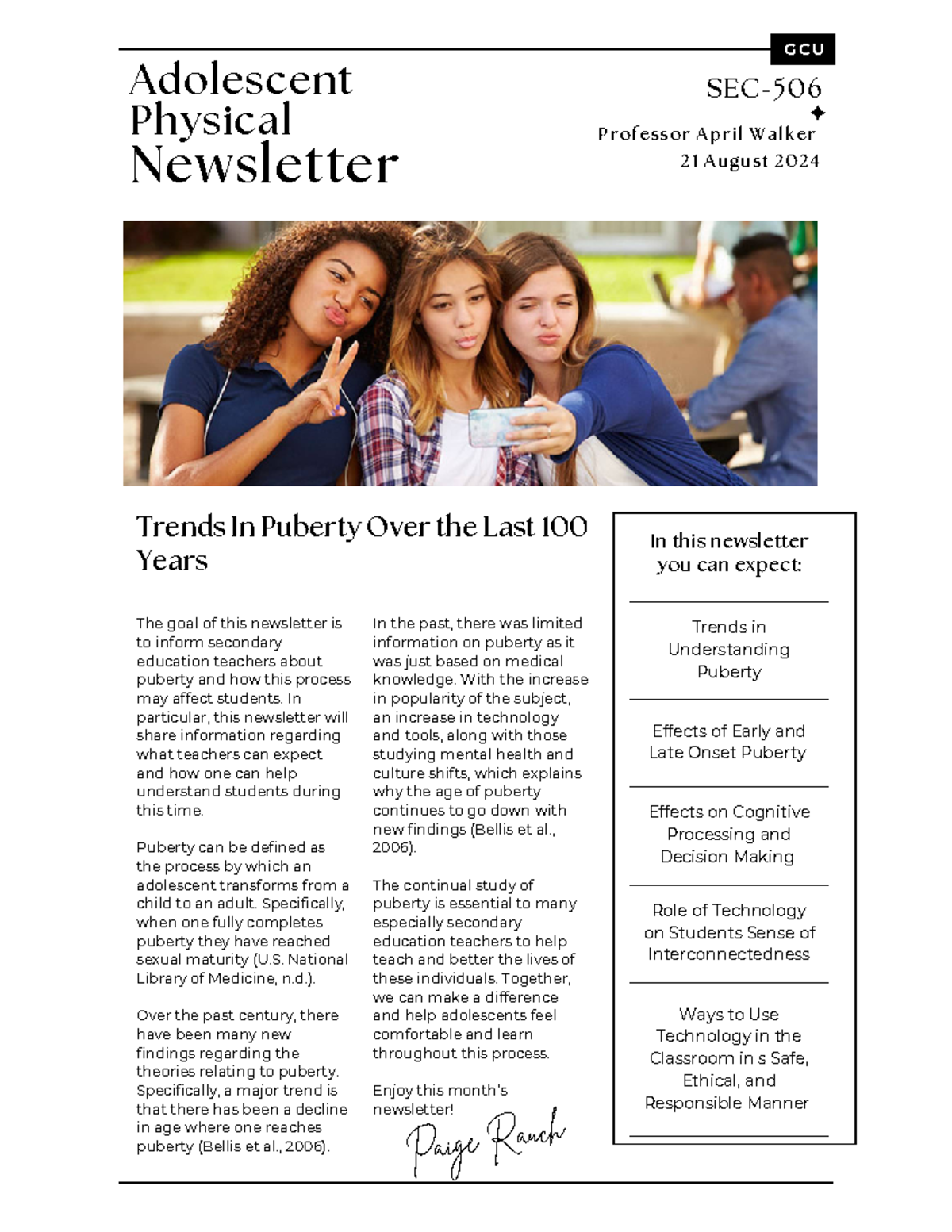 Adolescent Physical Newsletter - Trends In Puberty Over the Last 100 ...