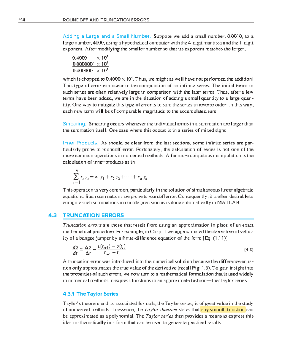 Ma200-w3 - 114 rOundOFF And TruncATIOn errOrs Adding a Large and a small number. Suppose we add ...