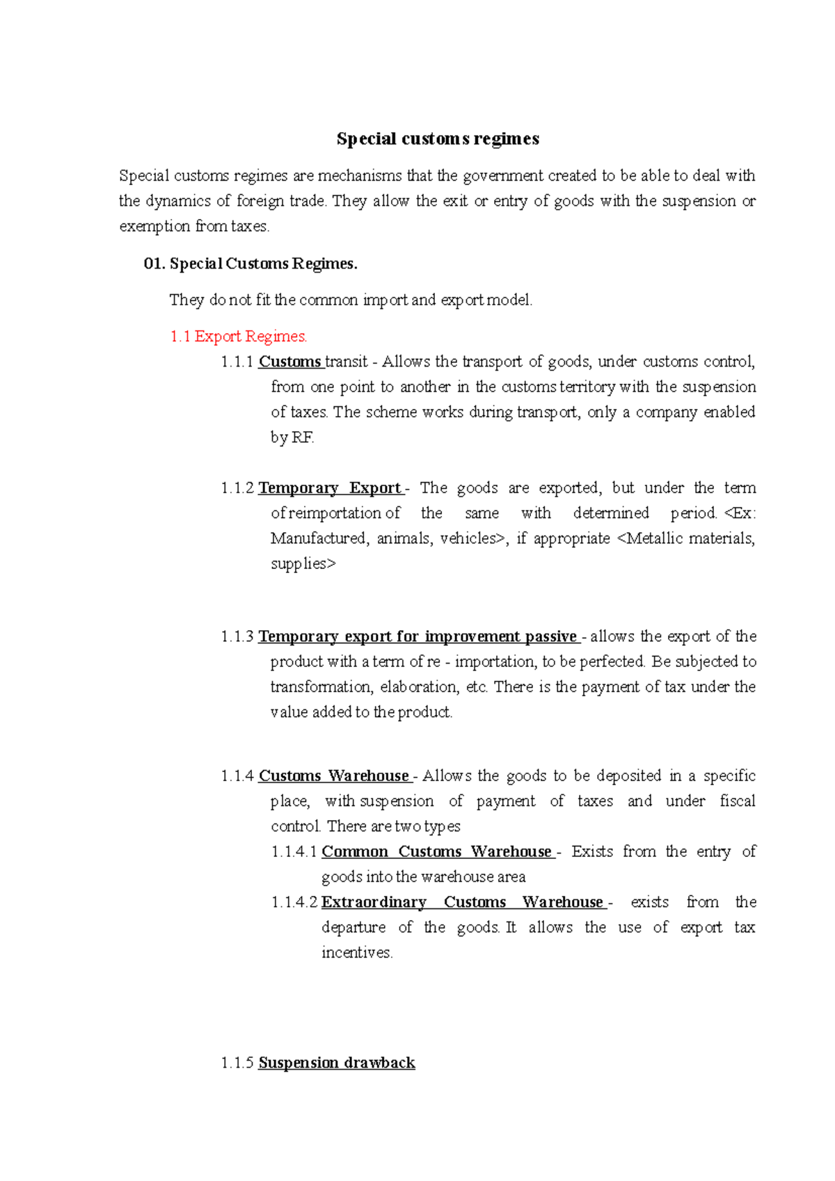 Special customs regimes - Special customs regimes Special customs ...