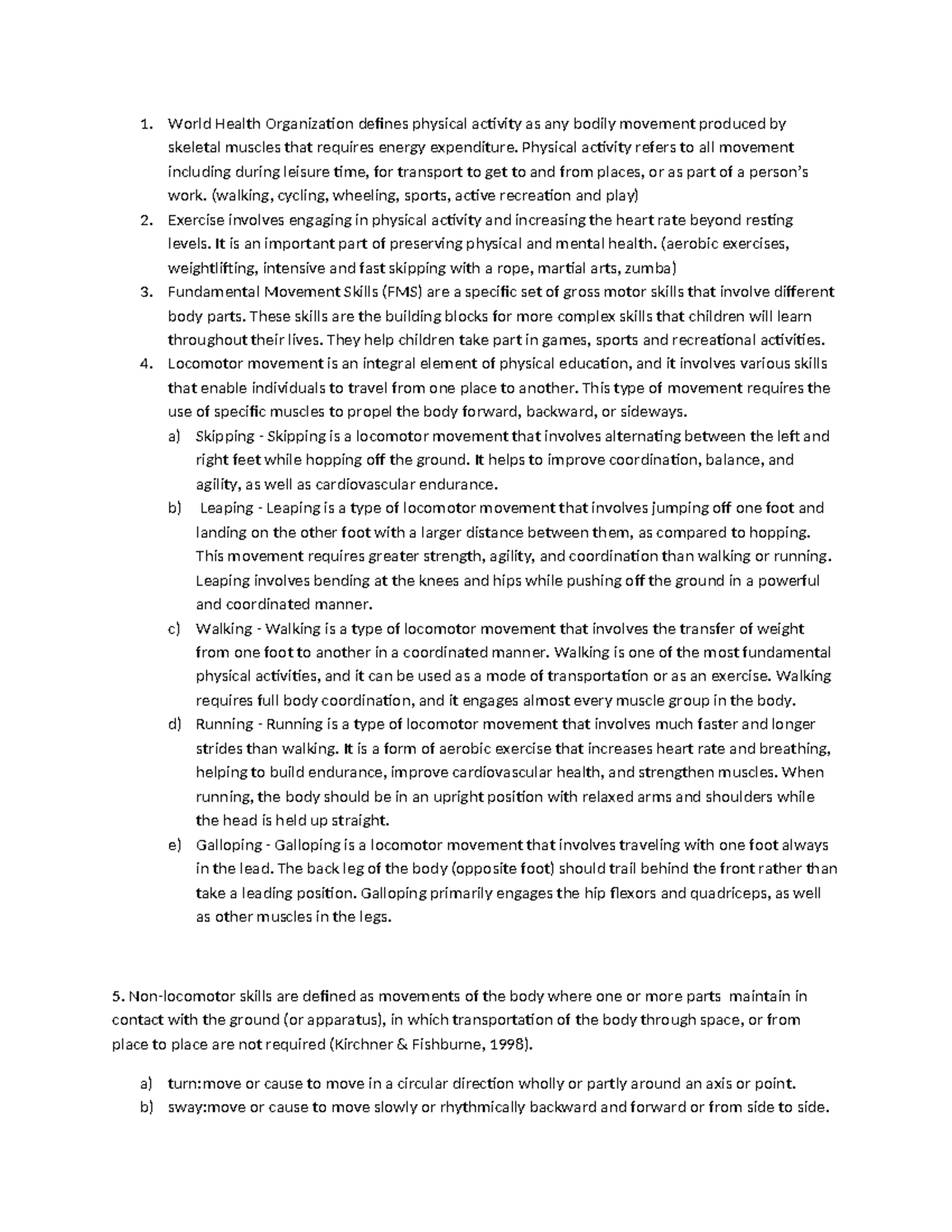 PE - About physical activities - World Health Organization defines ...