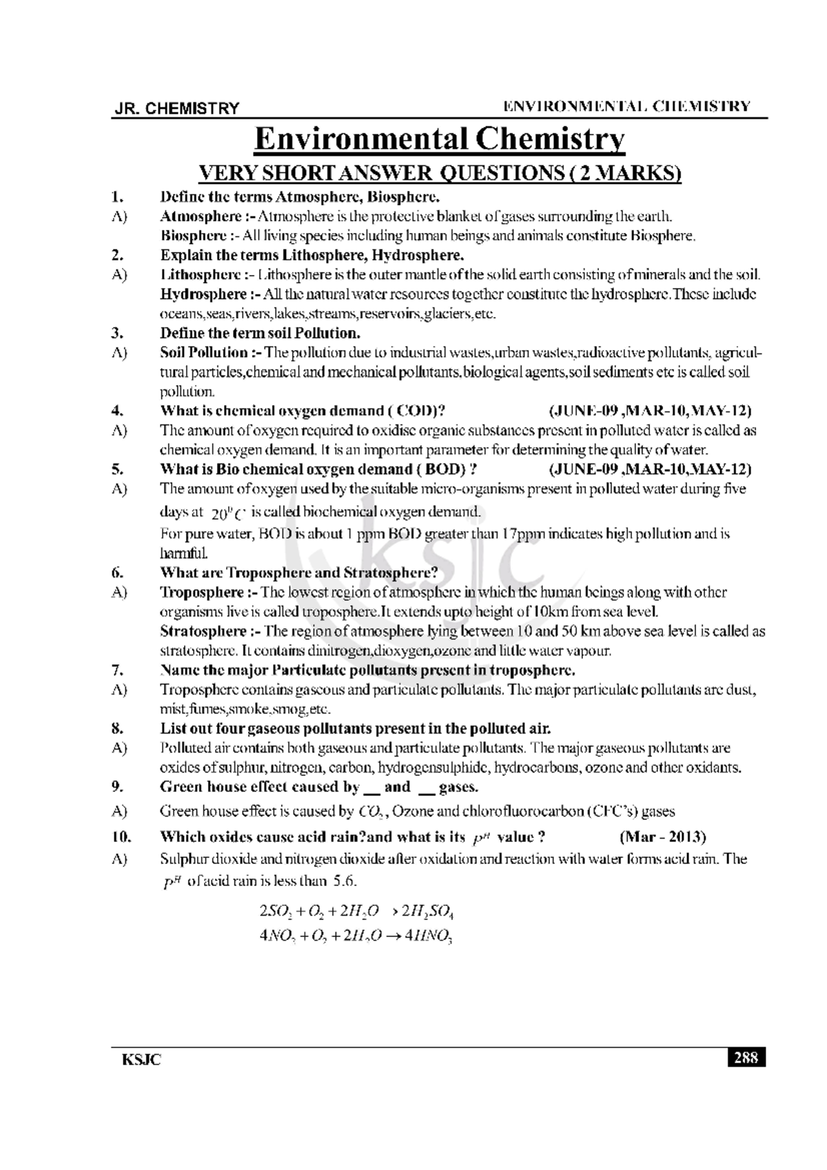 Environmental Chemistry notes - JR. CHEMISTRY ENVIRONMENTAL CHEMISTRY ...