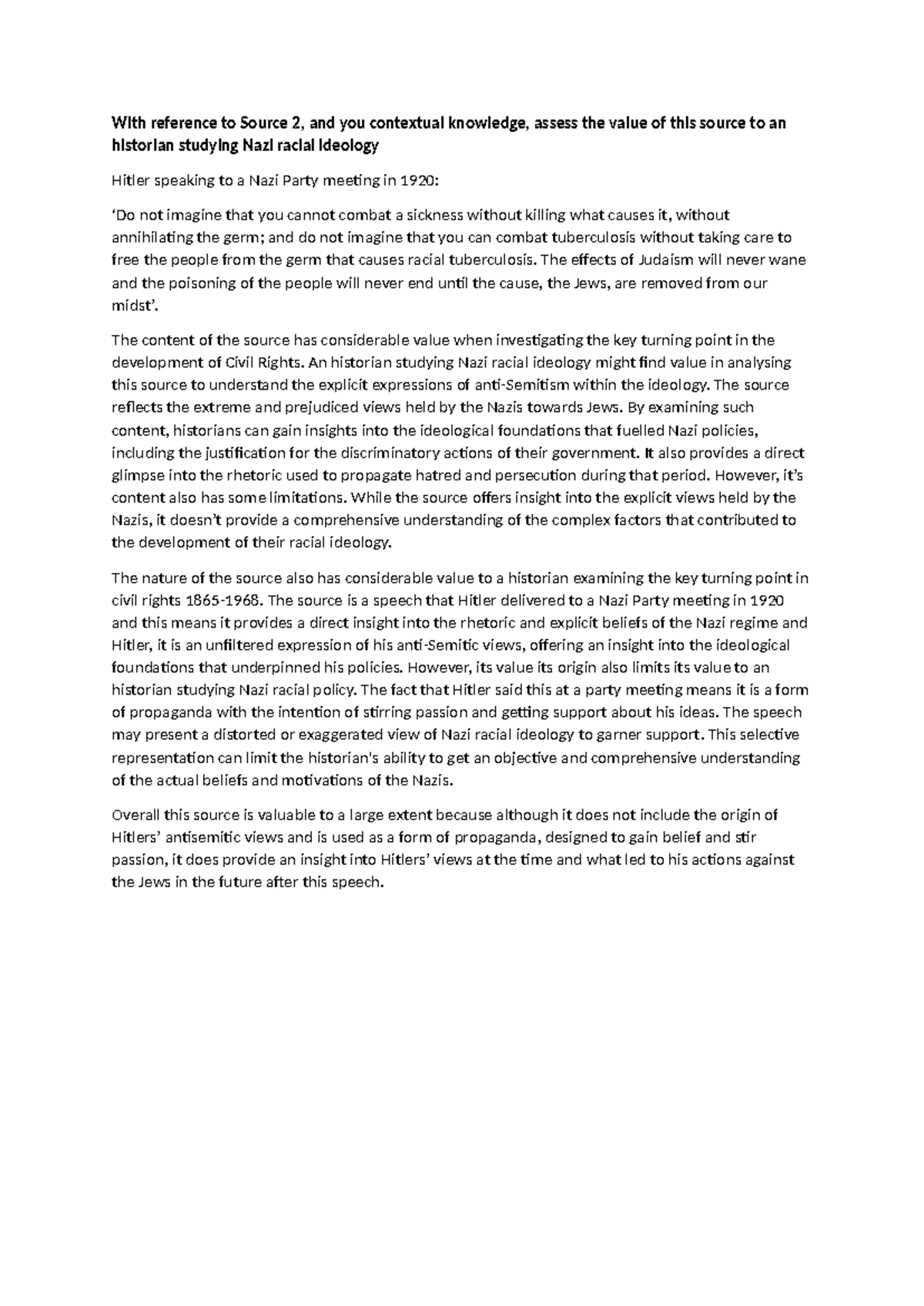 Nazi racial ideology source 2 - With reference to Source 2, and you ...