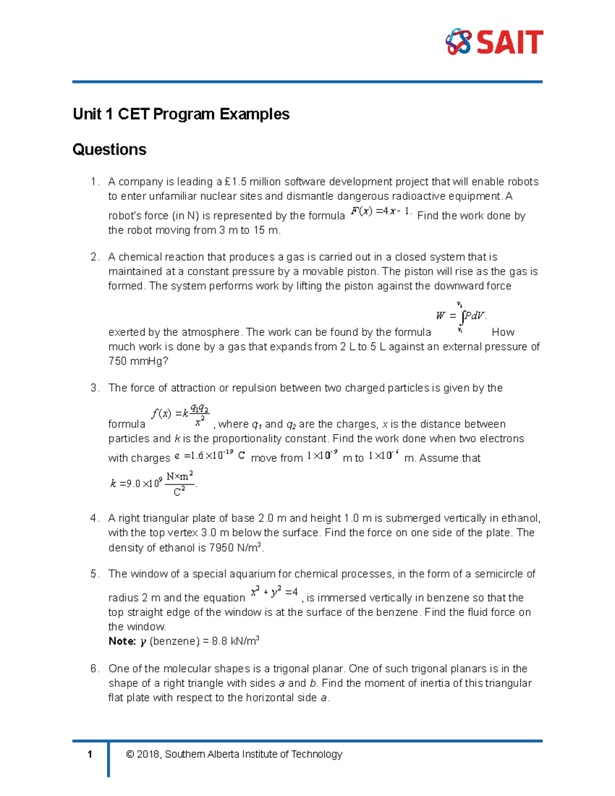 Unit 1 CET Program Examples - Unit 1 CET Program Examples Questions A ...