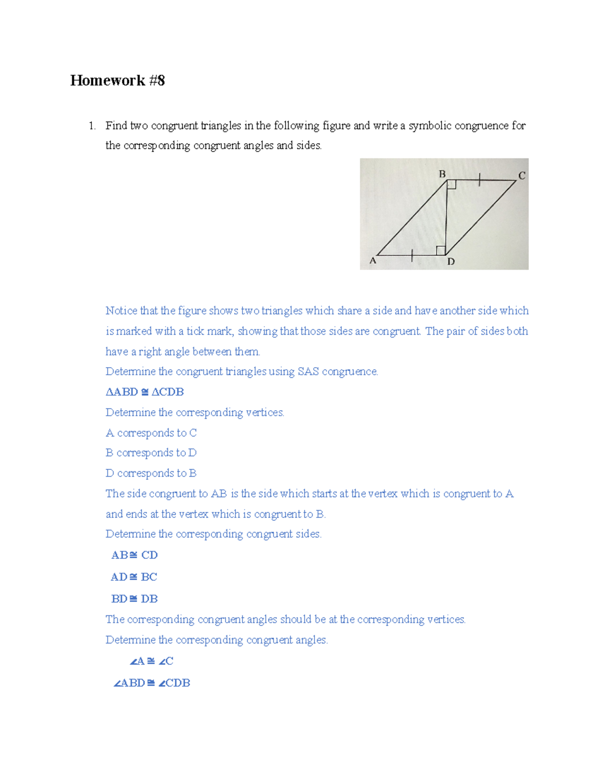 MAT151 Homework 8&9 - Homework Find two congruent triangles in the ...