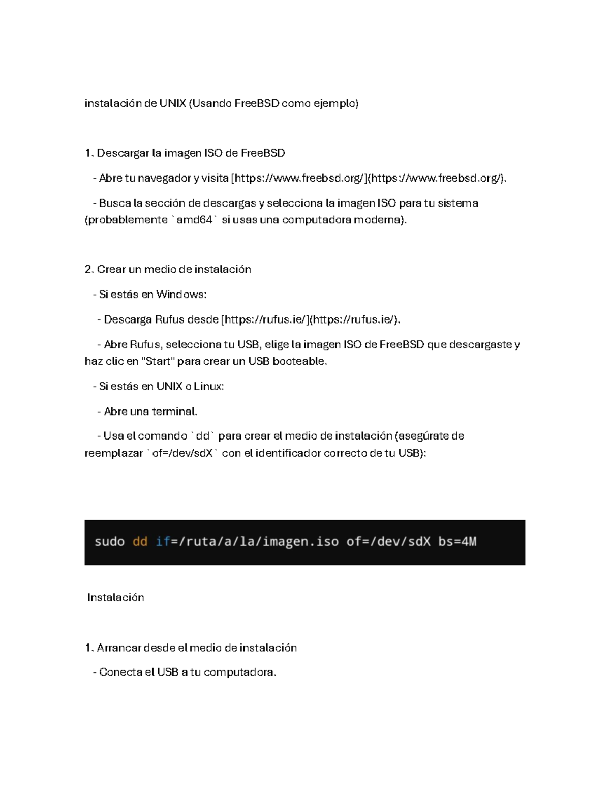 Un pequeño manual - instalación de UNIX (Usando FreeBSD como ejemplo ...