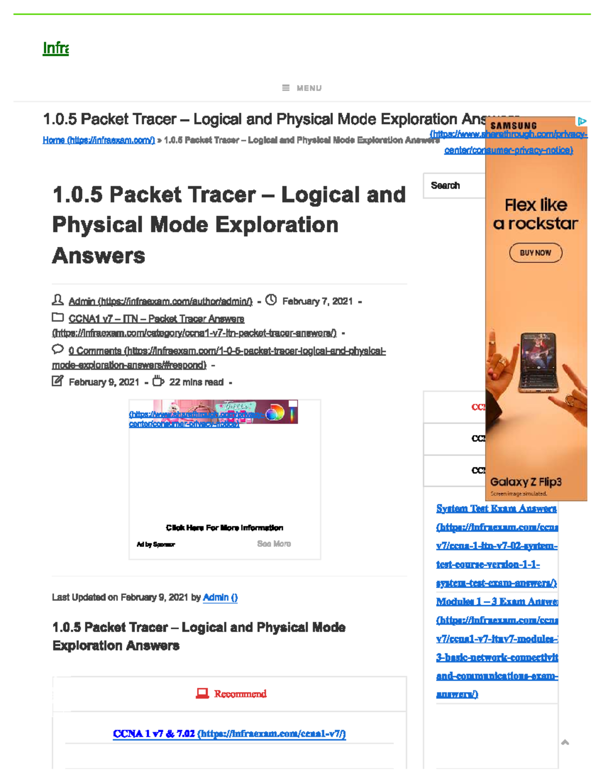 1.0.5 Packet Tracer – Logical and Physical Mode Exploration Answers - CSCO-290 - Studocu