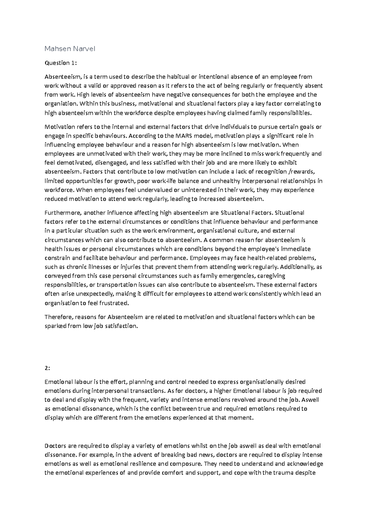 Orgnisation behaviour final exam mgmt1011 - PICT103 - MQ - Studocu