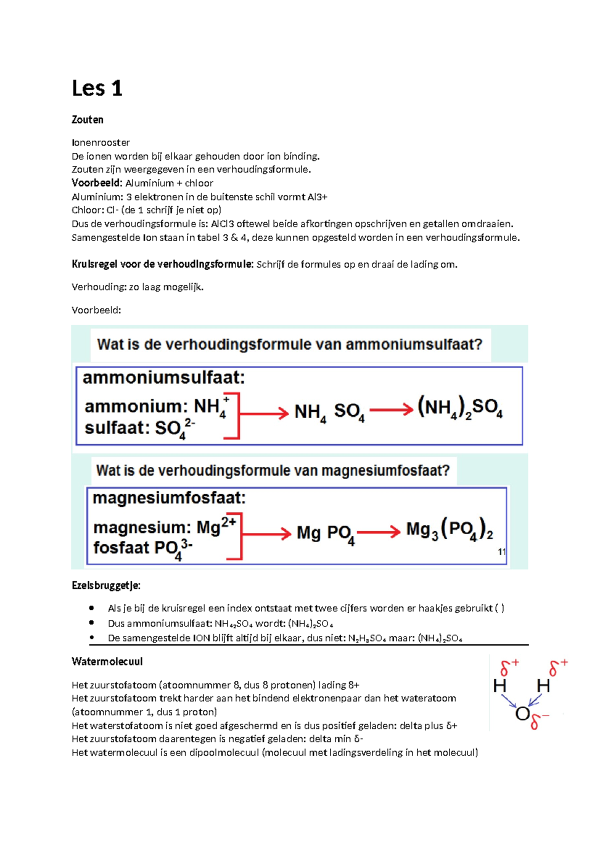 Samenvatting Scheikunde Blok 2 - Les 1 Zouten Ionenrooster De ionen ...