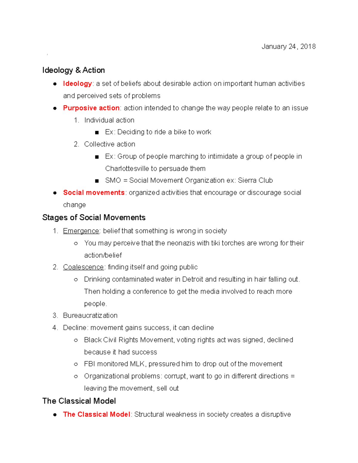 SOC 4180 Crowd Behavior & Social Movements - January 24, 2018 Ideology ...