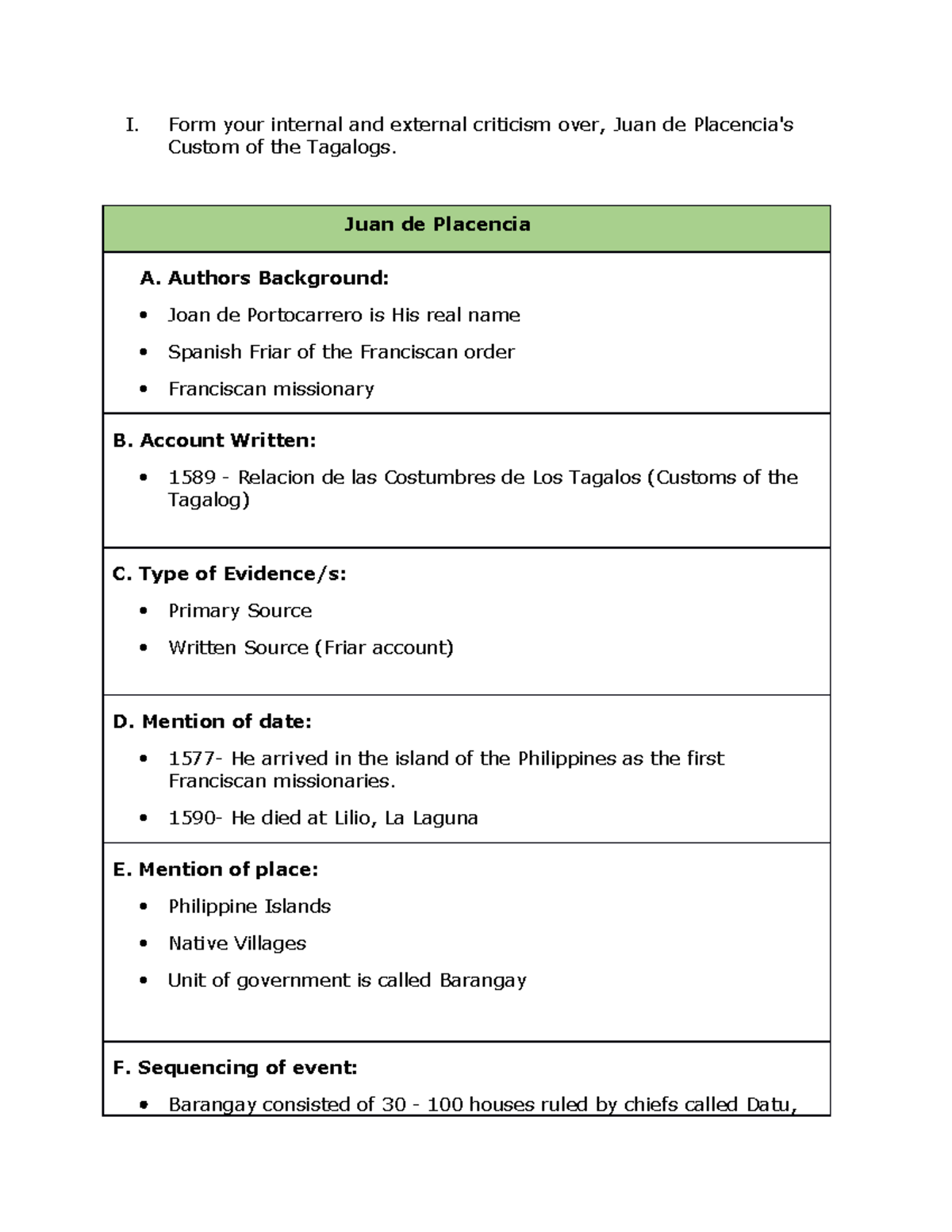 Activity 2 Historical Criticism - I. Form your internal and external ...