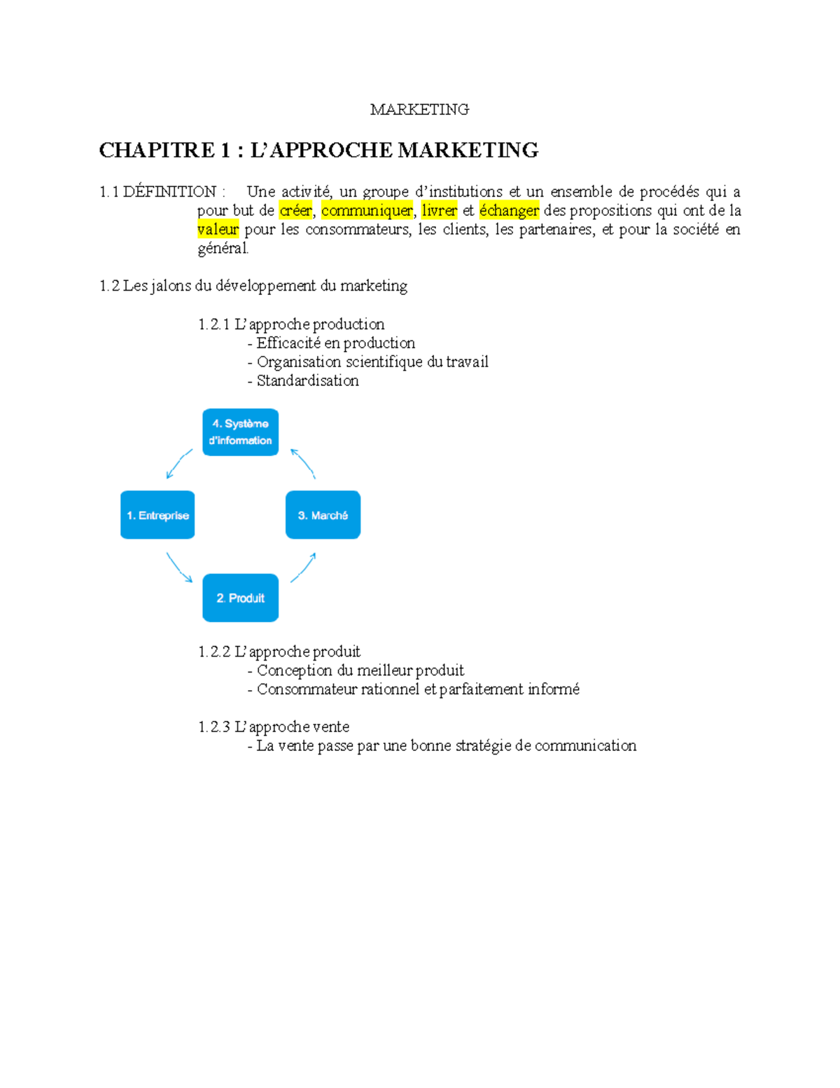 Révision Examen Final Introduction au Marketing - MARKETING CHAPITRE 1 : L’APPROCHE MARKETING 1 ...