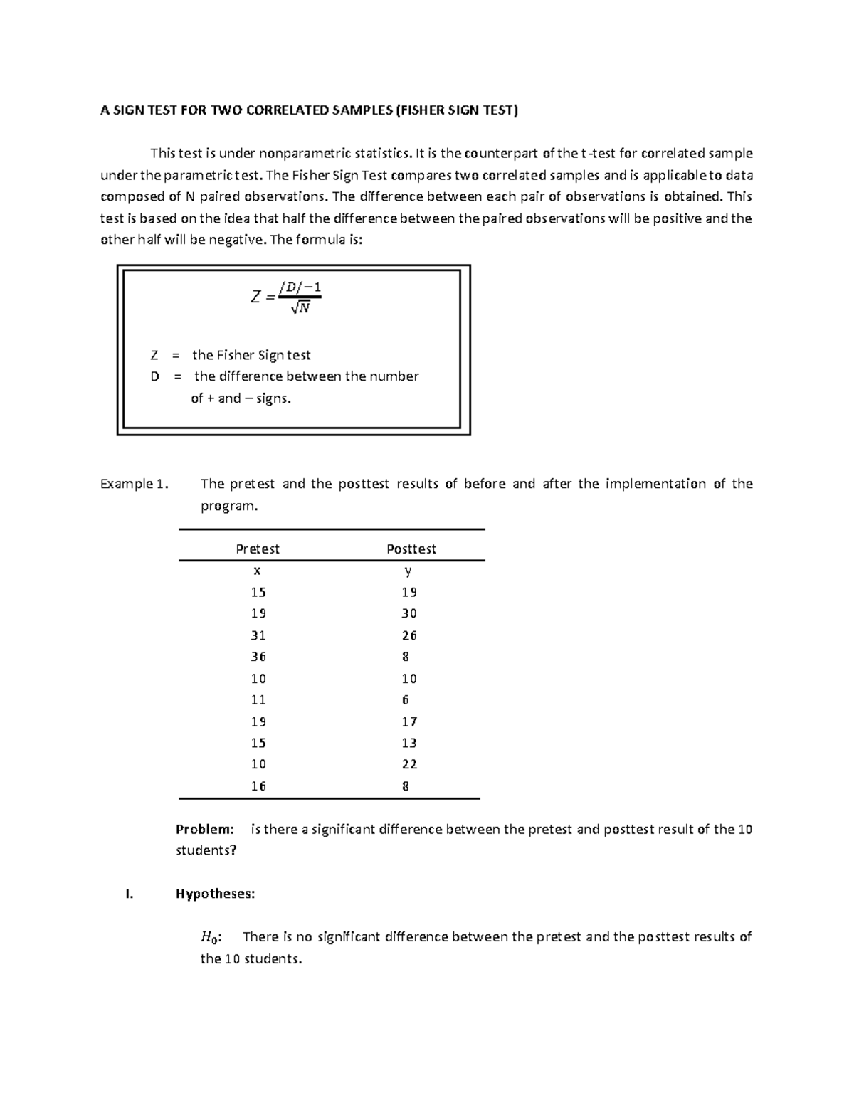 Fisher-sign-test - A SIGN TEST FOR TWO CORRELATED SAMPLES (FISHER SIGN ...