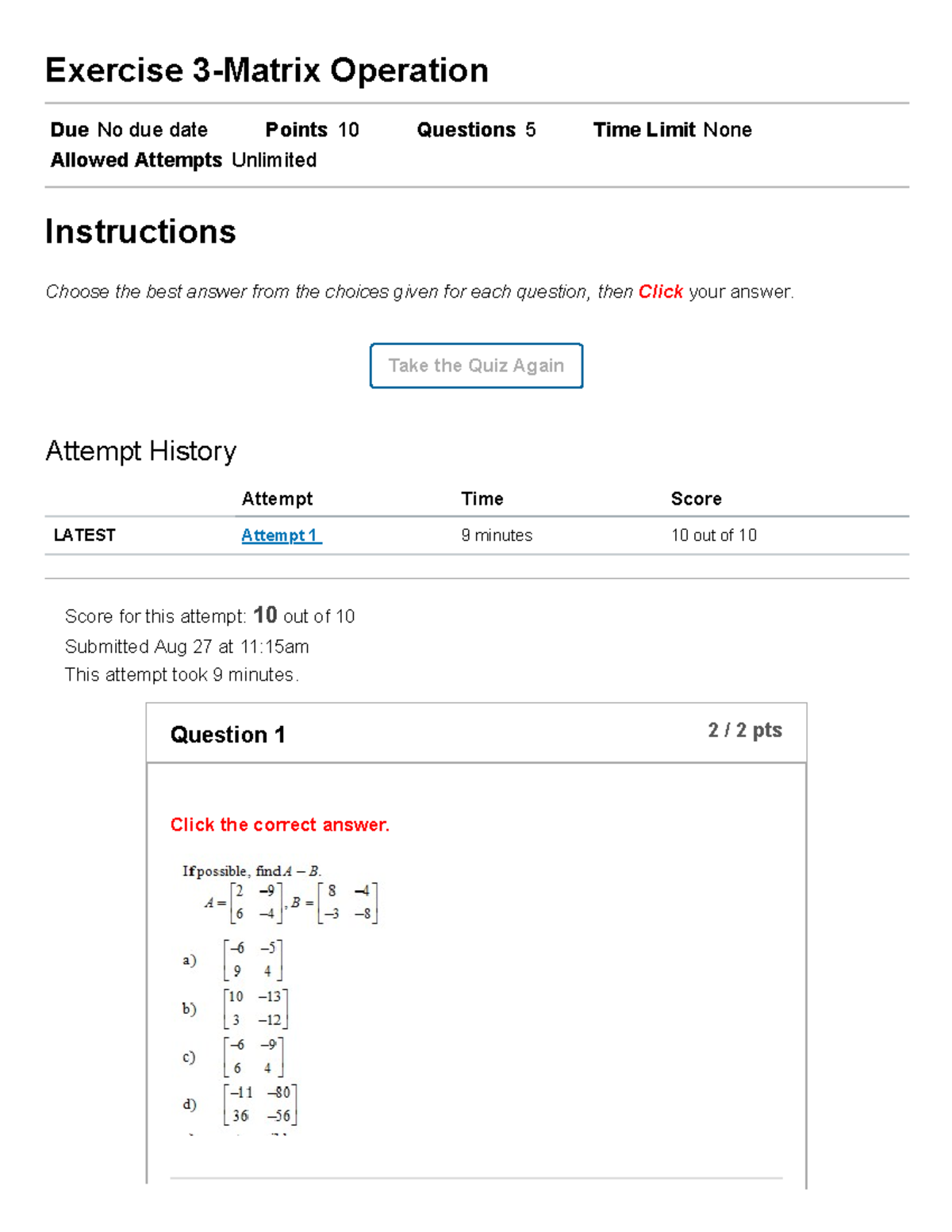 Matrix Operation - Exercise 3-Matrix Operation Due No due date Points ...