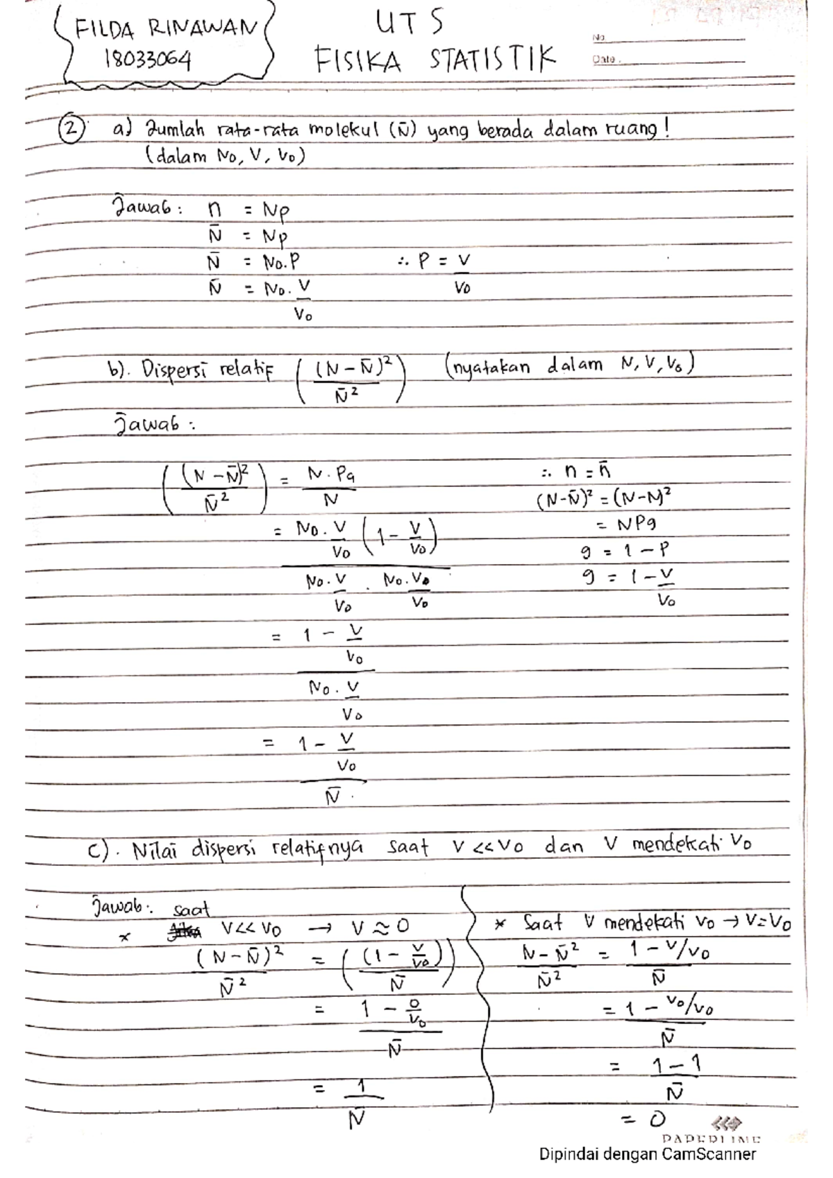 UTS Fisika Statistik - Fisika Terapan - Studocu