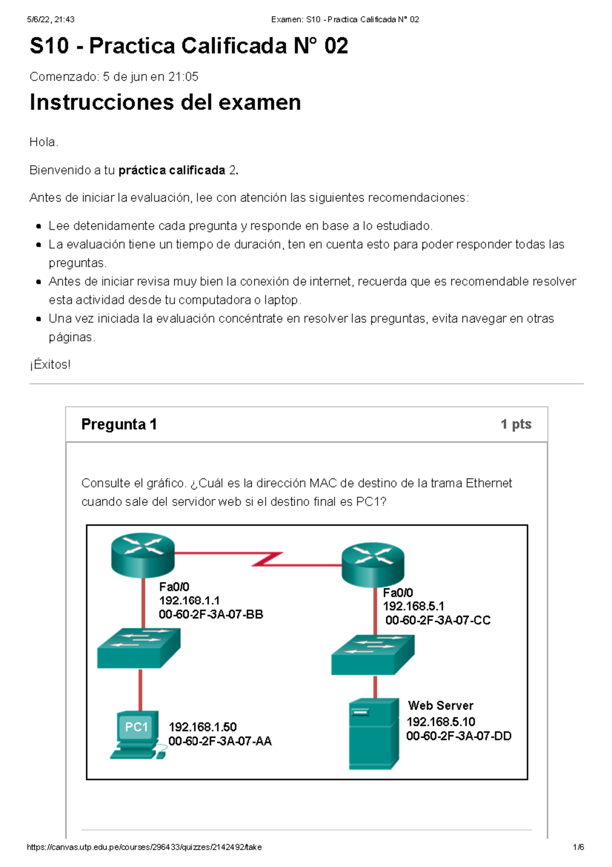 Examen S10 - Practica Calificada N° 02 - S10 - Practica Calificada N° 02 Comenzado: 5 de jun en ...