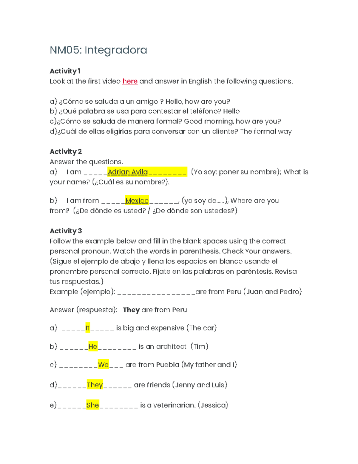 NM05 integradora - aaaaaaaaaaaaaaaaprender - NM05: Integradora Activity 1 Look at the first ...