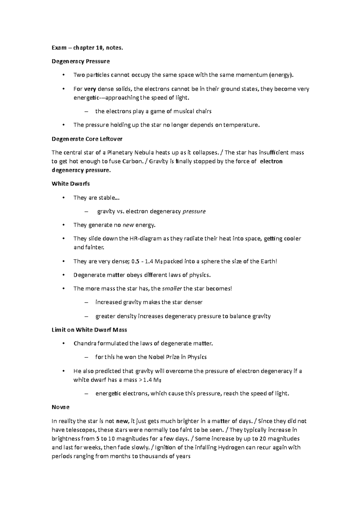 Exam chapter 10 - Notes for the exam in Introduction to astronomy ...