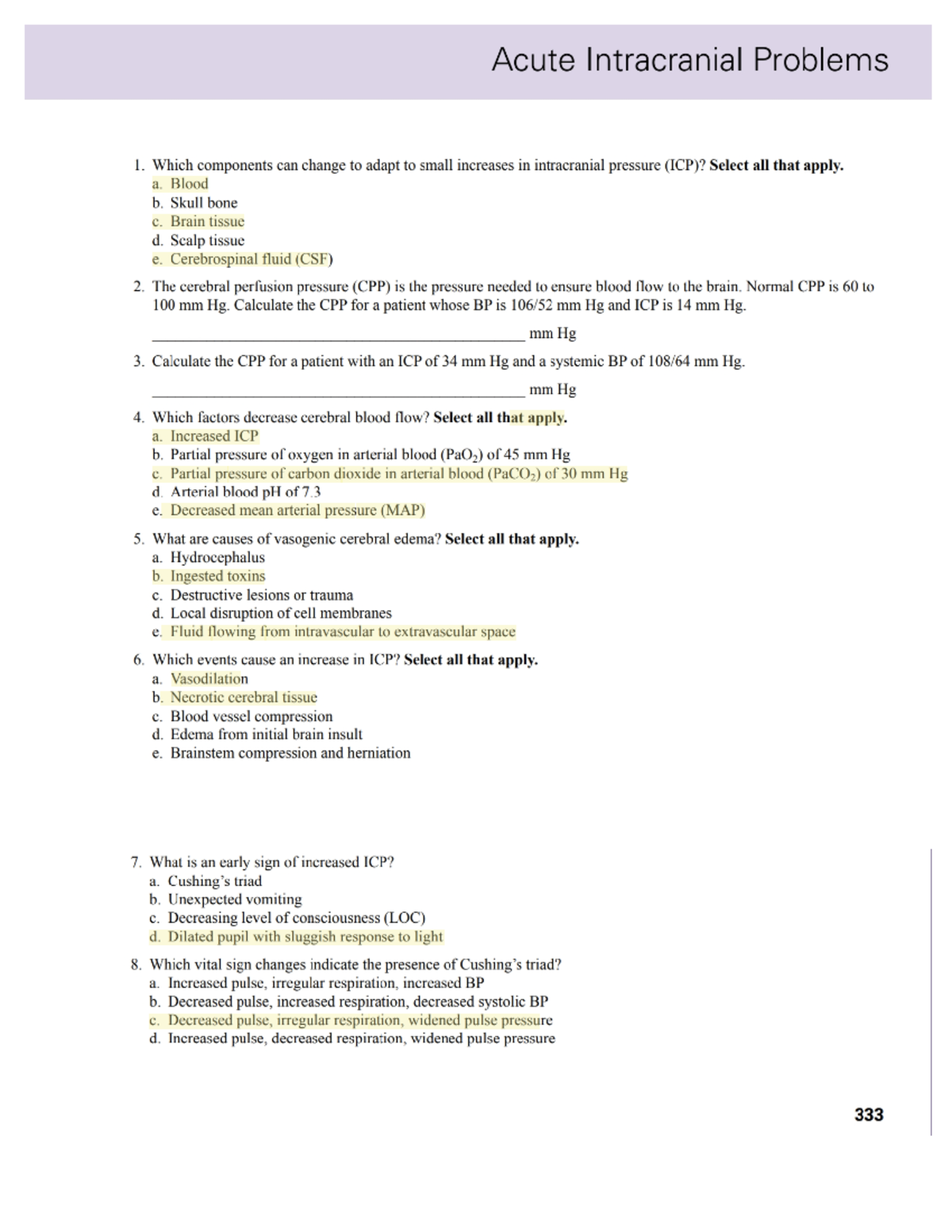 Acute Cranial Problems Lewis - Acute Intracranial Problems 1. Which ...