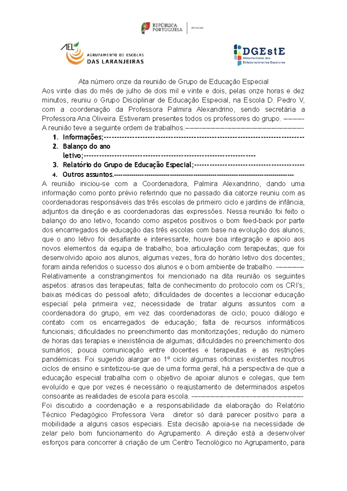 Ata 10 - omggggg - Ata número onze da reunião de Grupo de Educação ...