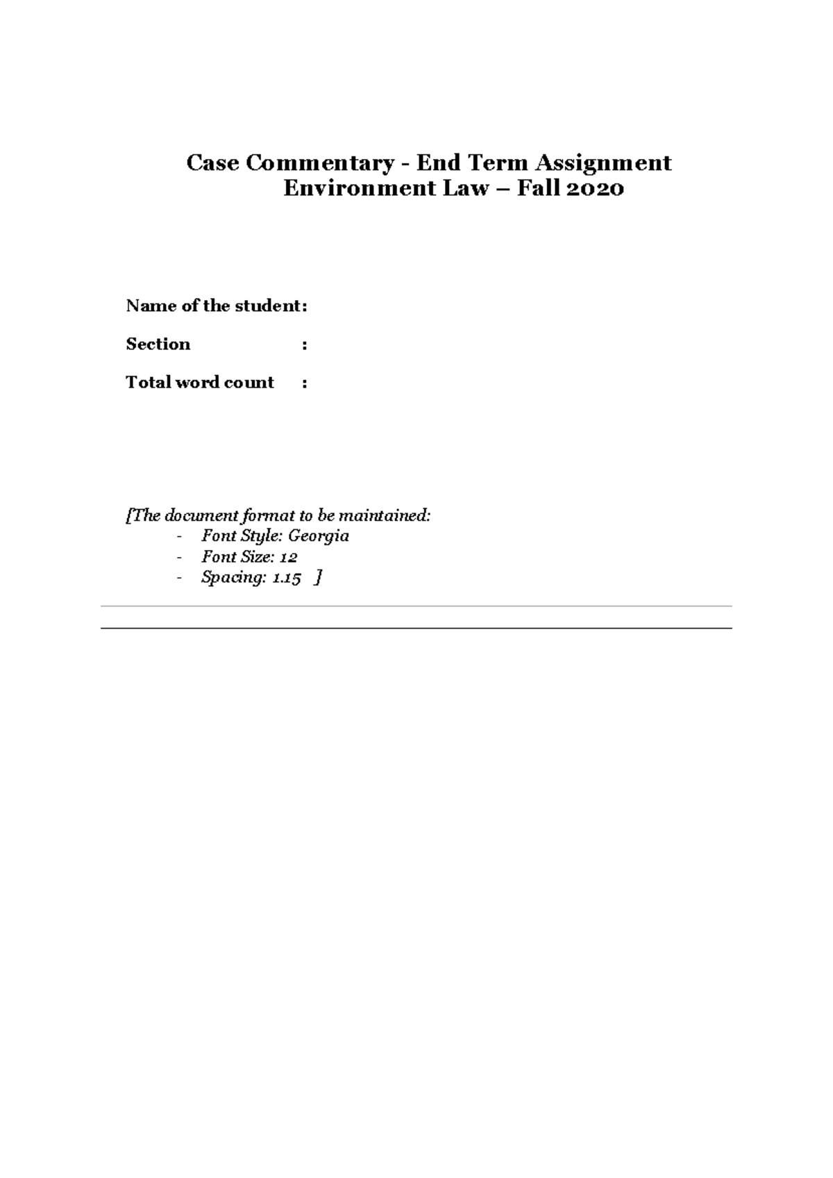 Writing Format for Case Commentary - environmental law - Case ...