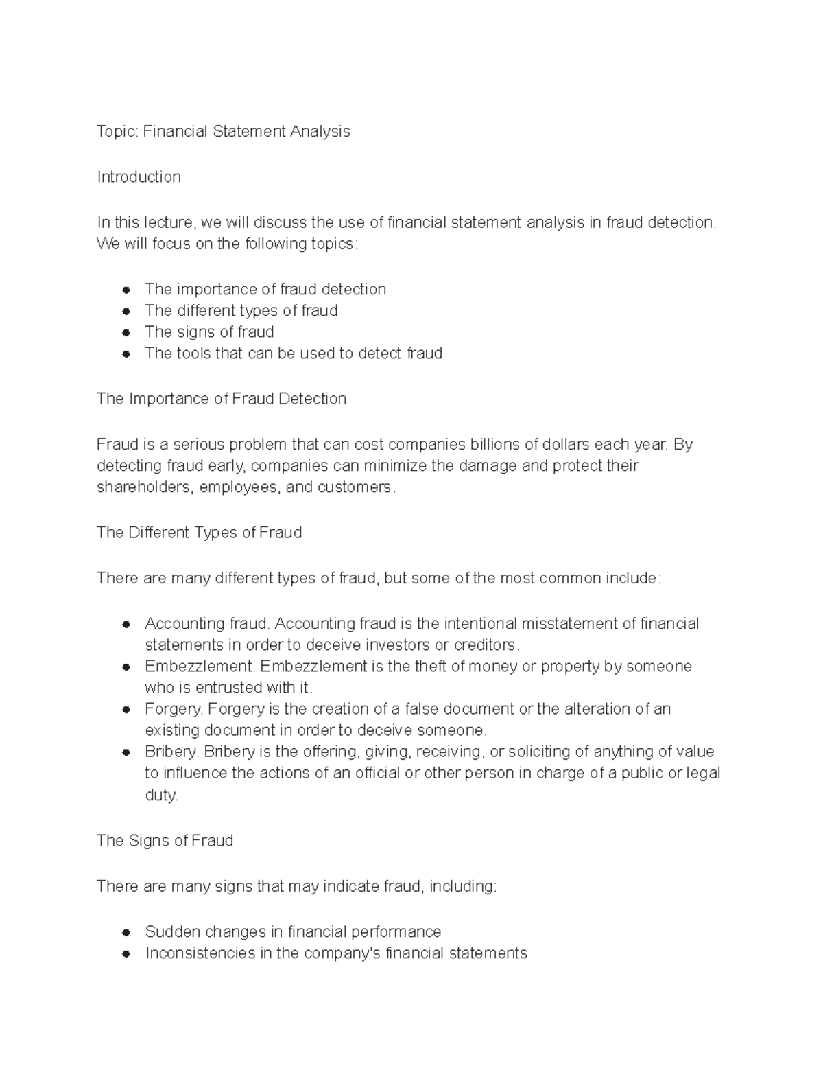 Lecture 19 Principles of Accounting II - Topic: Financial Statement ...