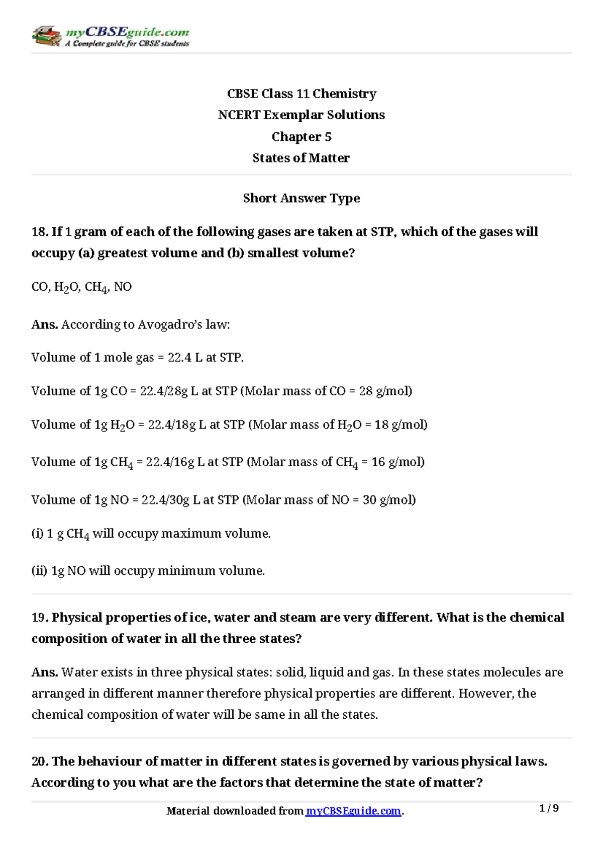 11 chemistry exemplar ch5 sa - CBSE Class 11 Chemistry NCERT Exemplar ...