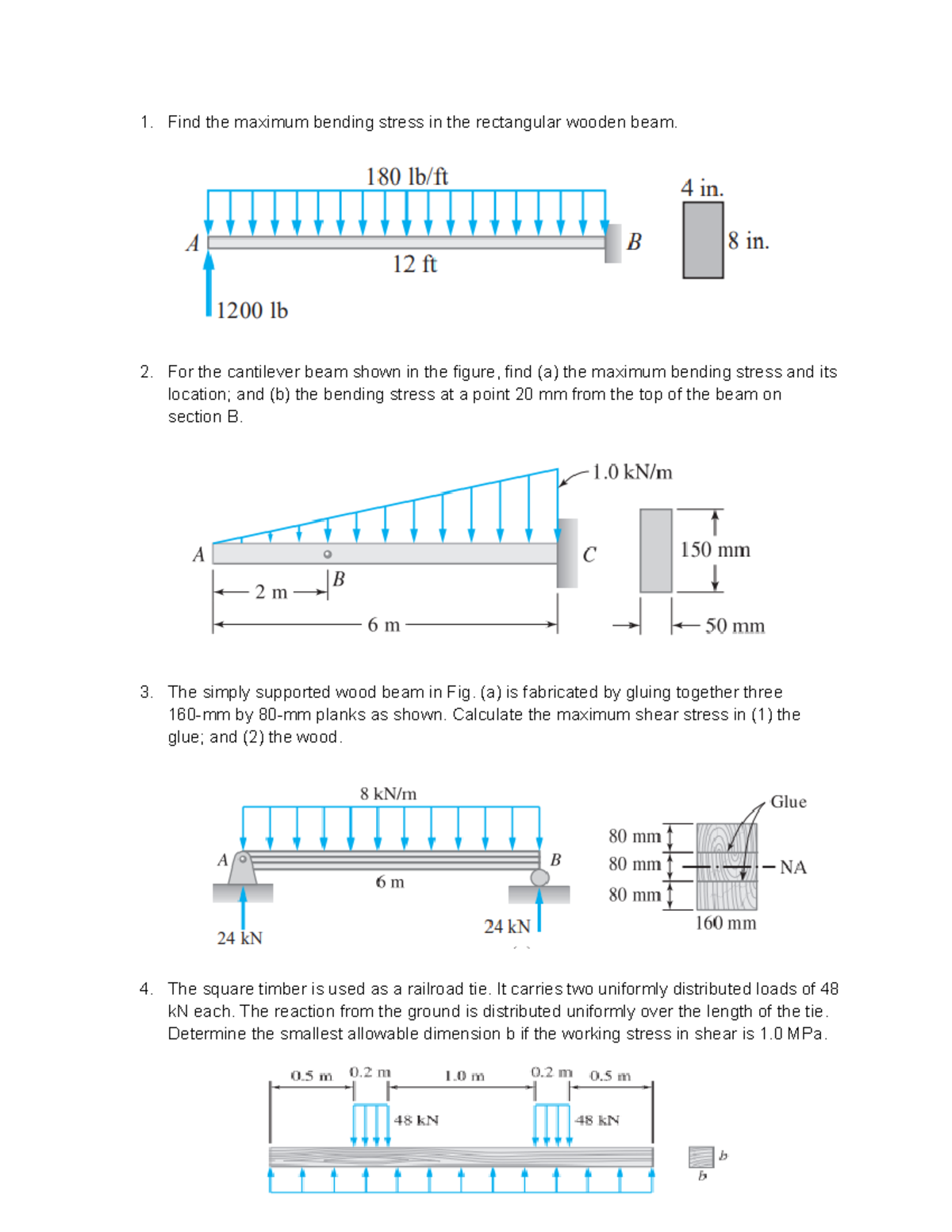 Stresses in Beams Assignment - Find the maximum bending stress in the ...