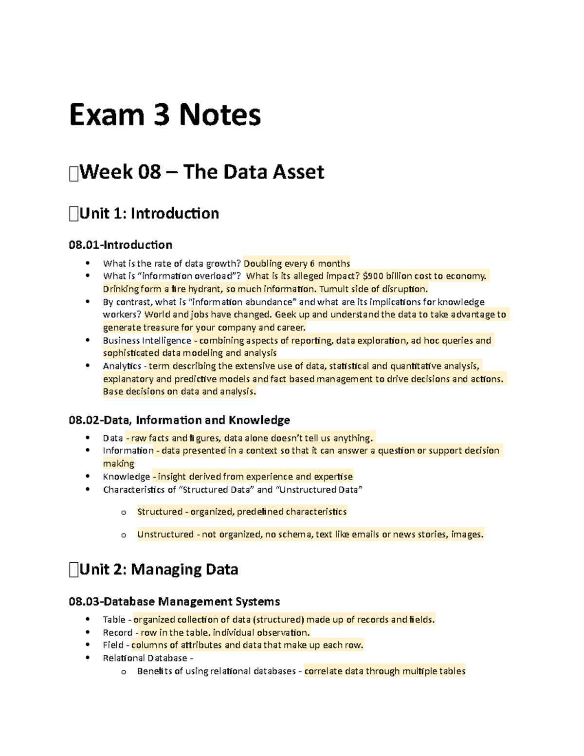 Exam 3 Scavenger Hunt Notes - Exam 3 Notes Week 08 – The Data Asset ...