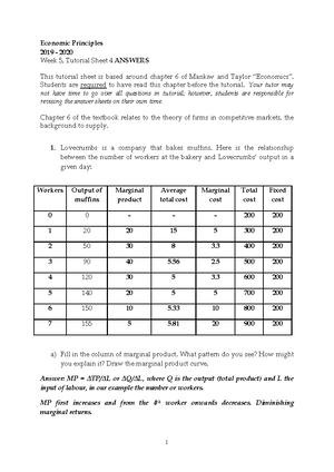 Economic principles sheet 2 - Shuo Wei Economic Principles Week 3, Tutorial Sheet 2 October 2nd ...