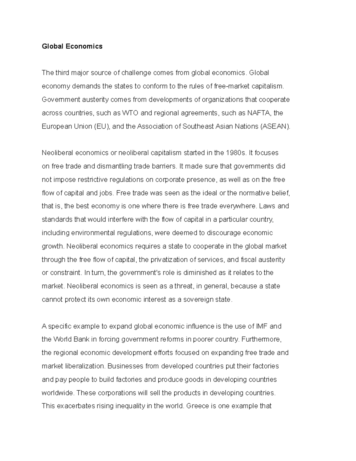 32 - It's all about Global Economics - Global Economics The third major ...