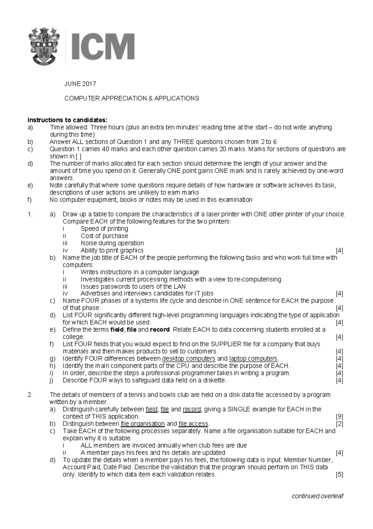 June 2017 - kjhhhkkhh - JUNE 2017 COMPUTER APPRECIATION & APPLICATIONS ...