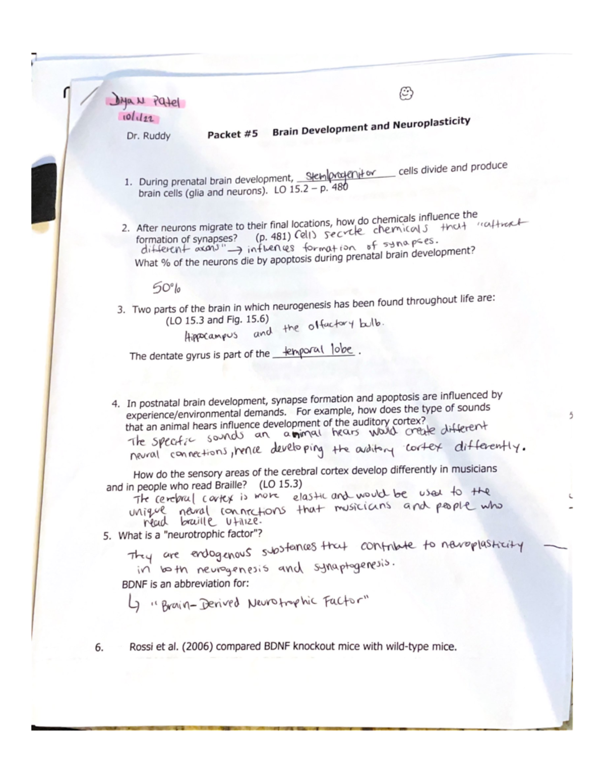 Dr. Ruddy-3 - packets we do after lectures to assess our knowledge. act ...