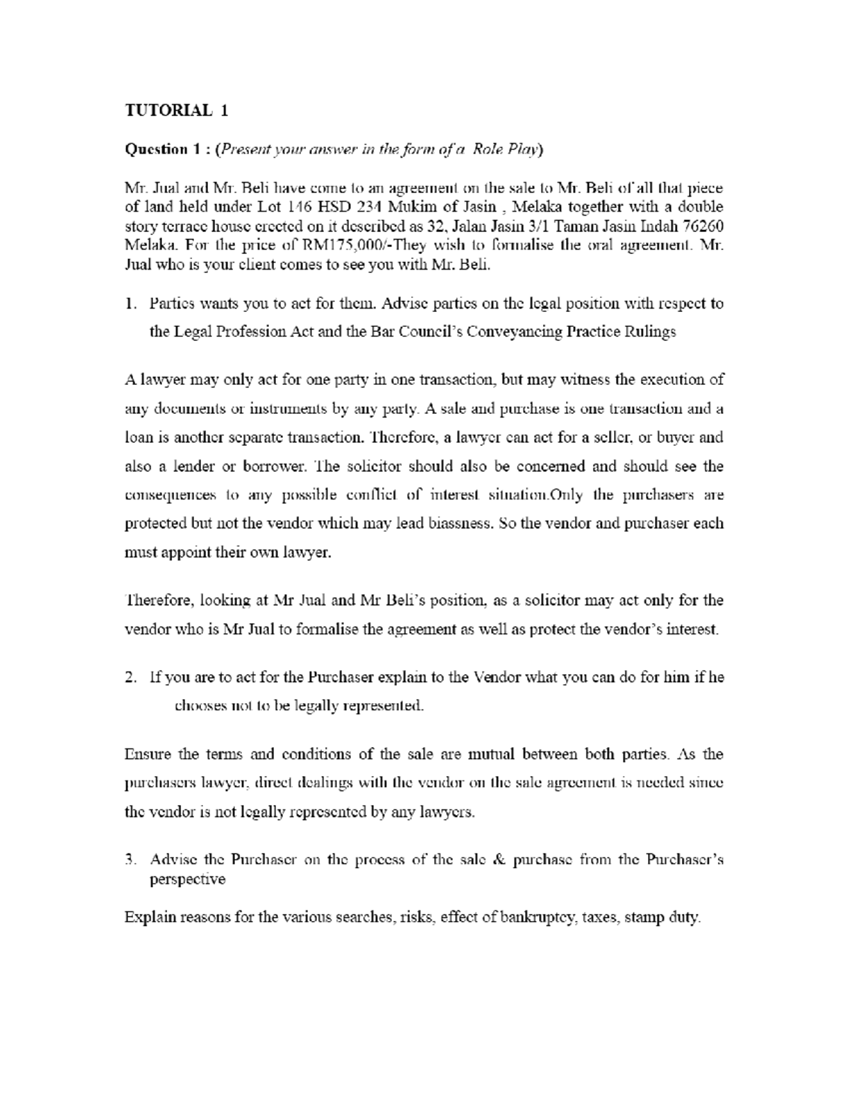 Tutorial 1 CONV ANS.doc - Pdfcoffee - TUTORIAL 1 Question 1 : (Present your answer in the form ...