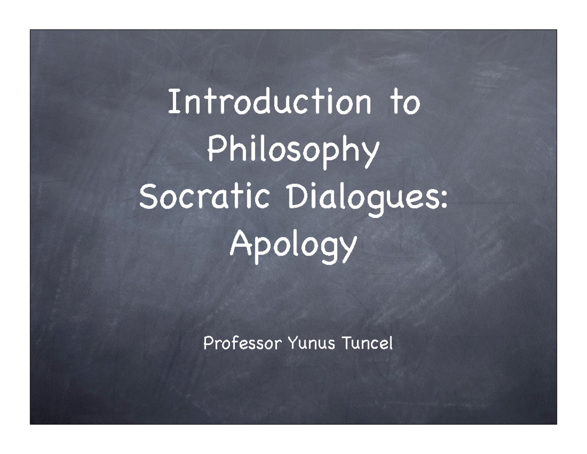 Lec3A-Apology - Apology notes - Introduction to Philosophy Socratic ...