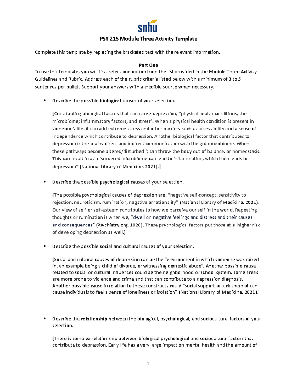 PSY 215 Module Three Activity Template - PSY 215 Module Three Activity ...