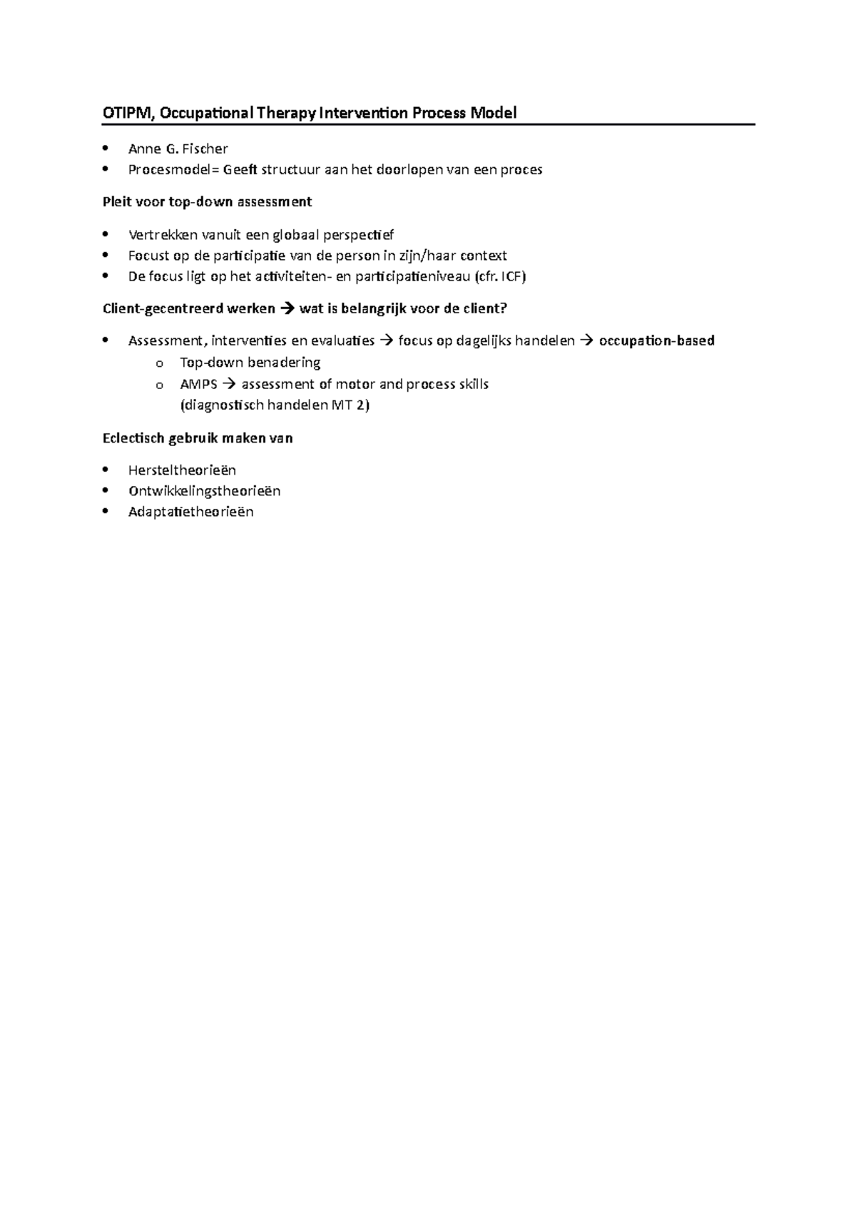 Otipm - OTIPM, Occupaional Therapy Intervenion Process Model Anne G ...