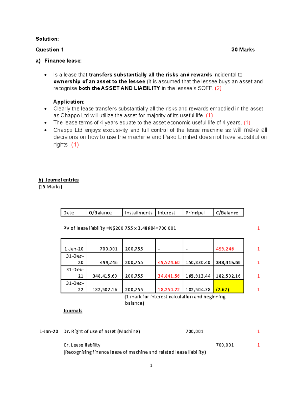 FAC 310 TEst 3 Solution V - Solution: Question 1 30 Marks a) Finance ...