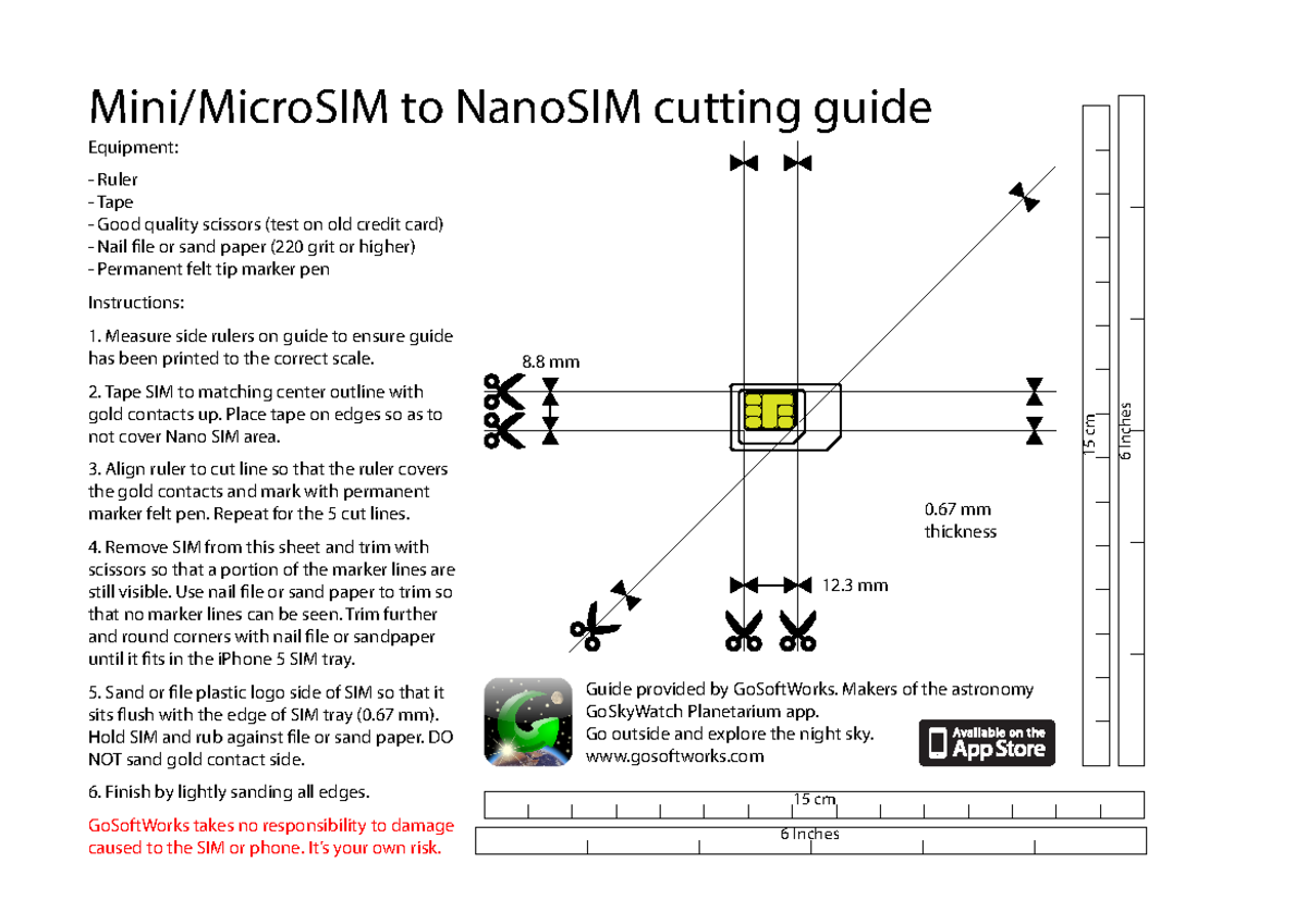 How to cut Mini and Micro SIM to Nano SIM - 6 Inches 15 cm6 Inches 15 ...