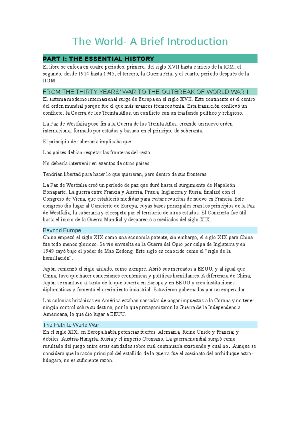 The World - A Brief Introduction - The World- A Brief Introduction PART ...