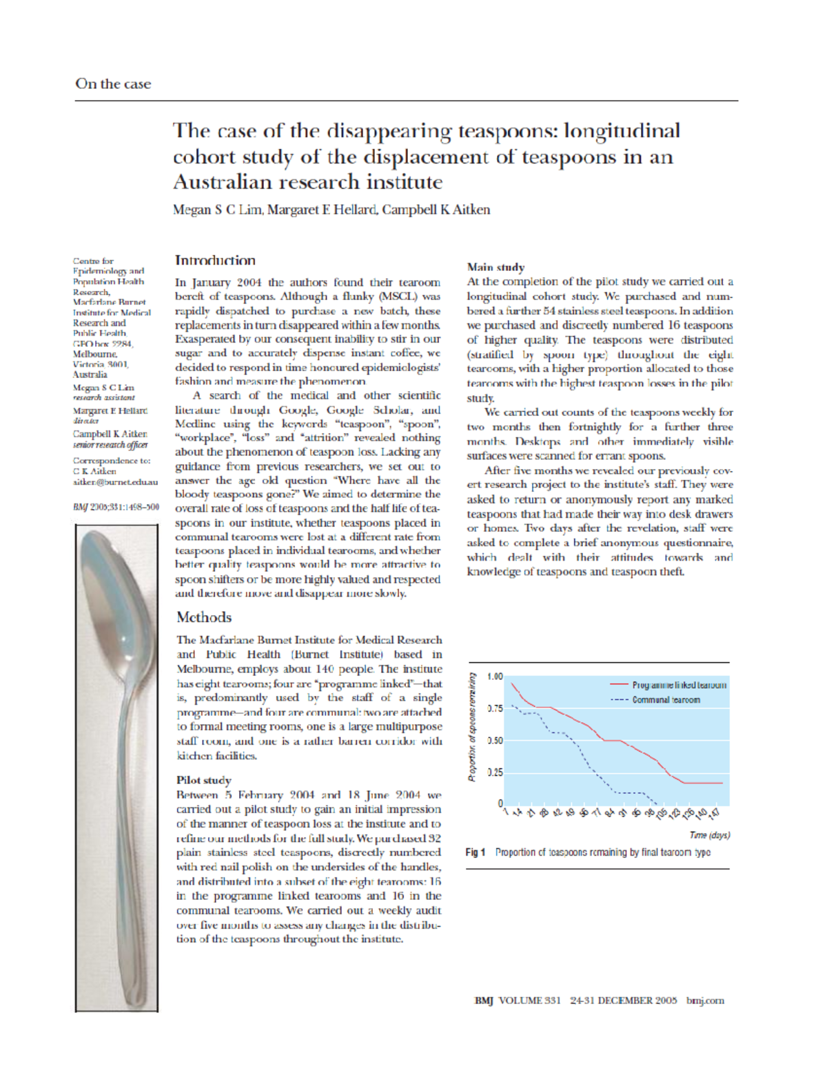 The case of disappearing teaspoons - abridged version - M0001 - Studocu
