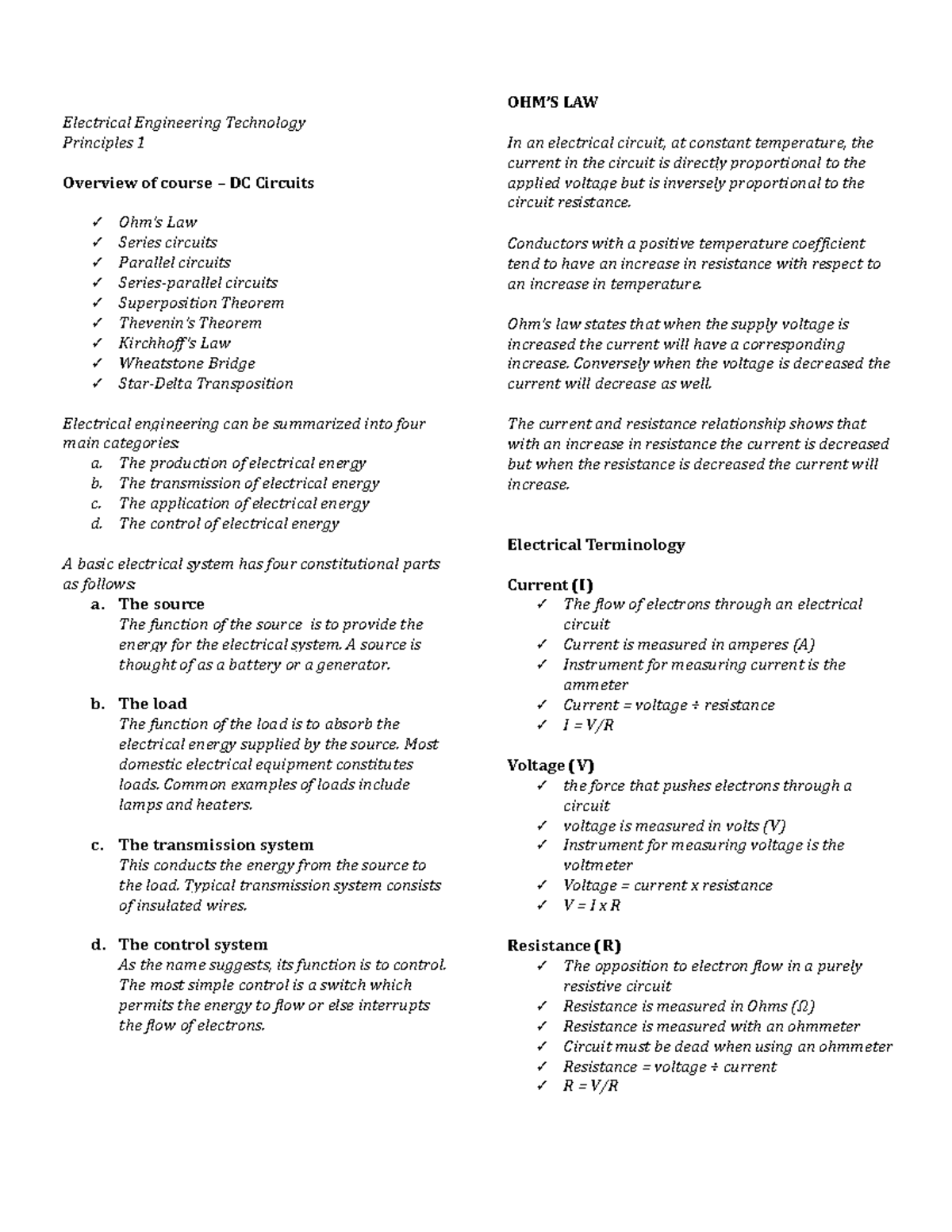 Principles Lesson 1 - Lecture notes 6 - Electrical Engineering ...