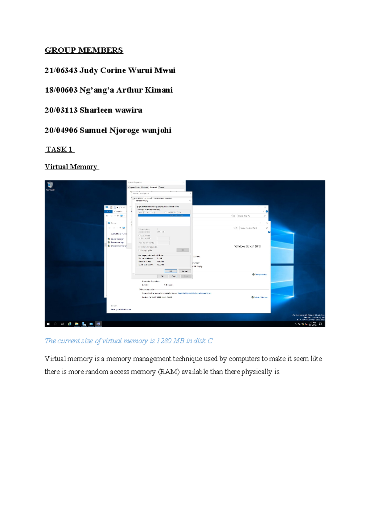 Virtual memory - Good - Information Technology - GROUP MEMBERS 21/06343 ...