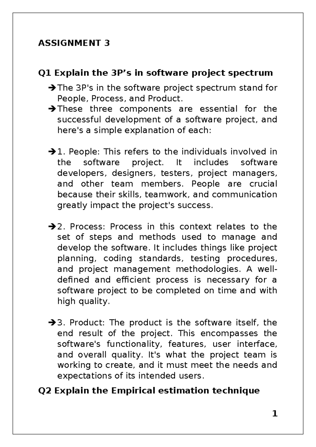 Assignment 3 SE - ddyhdh - ASSIGNMENT 3 Q1 Explain the 3P’s in software ...