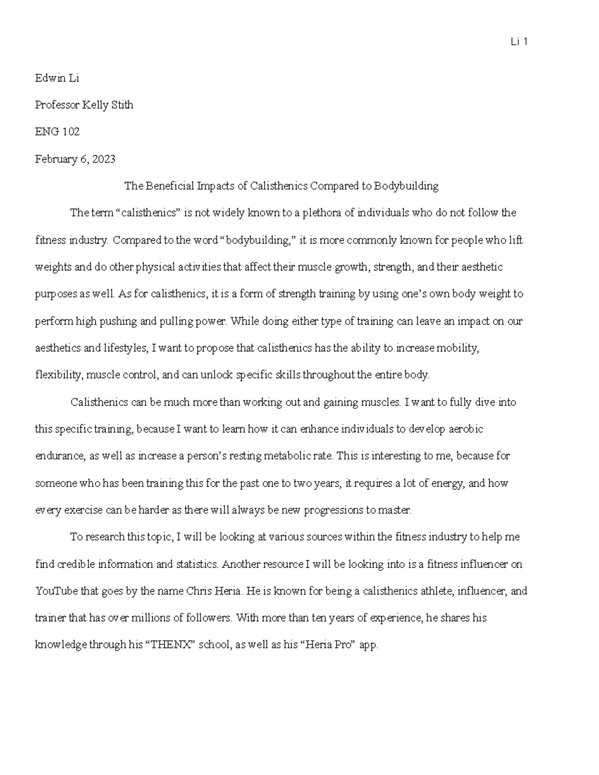 Edwin Li Peer Review Writing Project 1 - Li 1 Edwin Li Professor Kelly ...