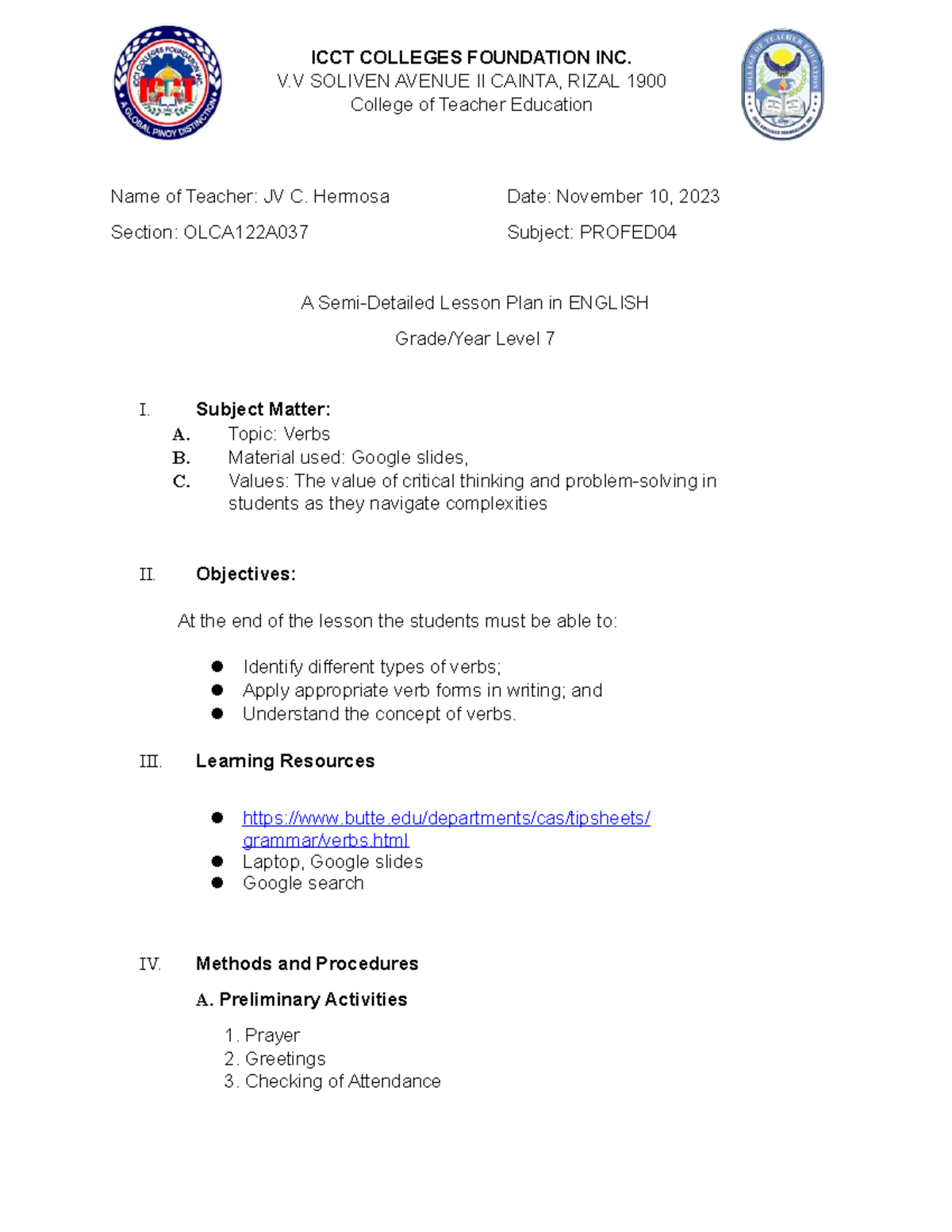 A037 Hermosa Final Format-OF-SEMI- Detailed- Lesson PLAN.(DONE) - Copy ...