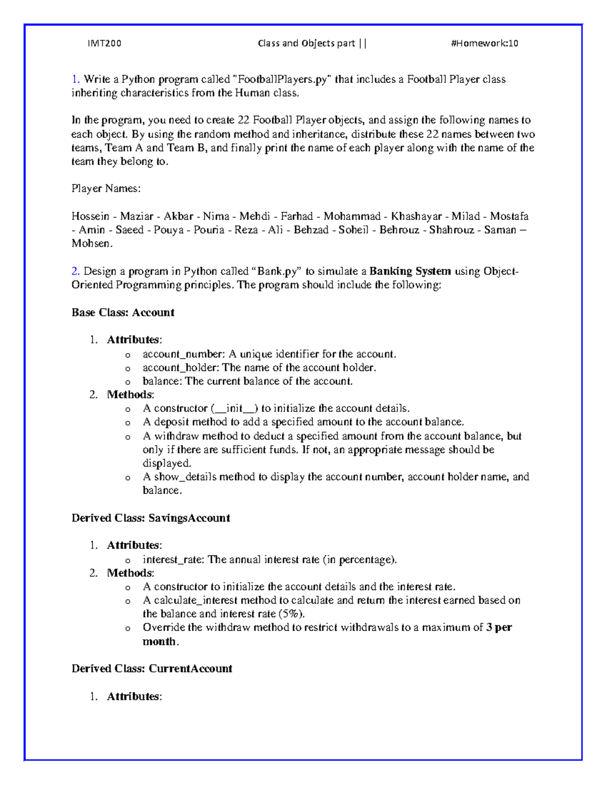 HW 10 ITM200 - Homework - IMT200 Class and Objects part || #Homework ...