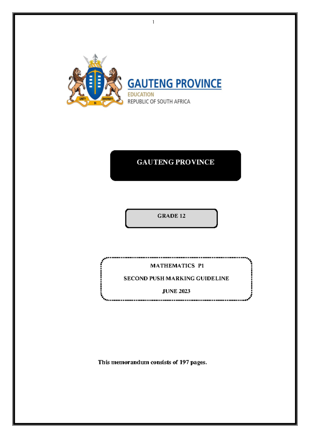 Mathematics P1 Grade 12 Pre June Examination Marking Guideline - This ...